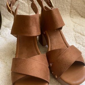 Shoes | Caramel Chunky Heels Platform | Poshmark